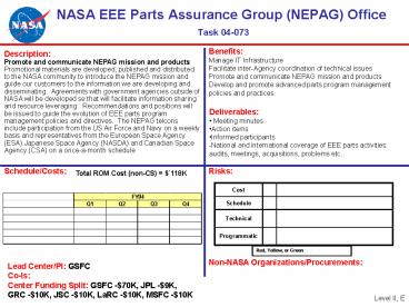 PPT – NASA EEE Parts Assurance Group NEPAG Office Task 04073 PowerPoint ...