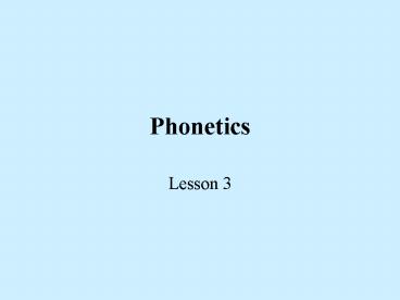 Phonetics presentation | free to view