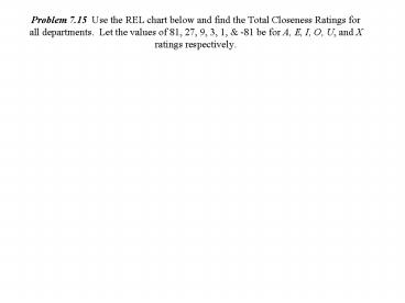 PPT – Problem 7'15 Use the REL chart below and find the Total Closeness ...