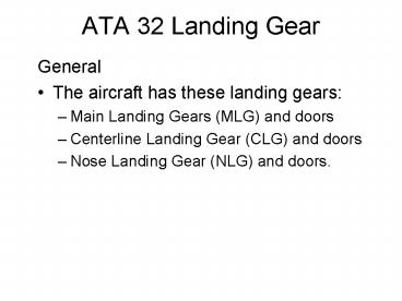 ATA 32 Landing Gear presentation | free to view