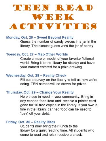 Teen Read Week Activities presentation | free to view