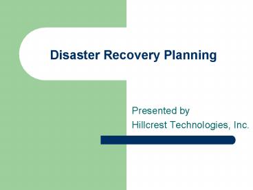 PPT – Disaster Recovery Planning PowerPoint presentation | free to view ...