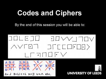 PPT – Codes and Ciphers PowerPoint presentation | free to view - id ...