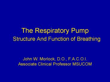 The Respiratory Pump Structure And Function of Breathing presentation ...