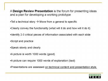 PPT – A Design Review Presentation is the forum for presenting ideas ...