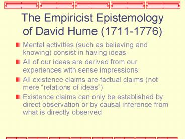 The Empiricist Epistemology of David Hume 17111776 presentation | free ...
