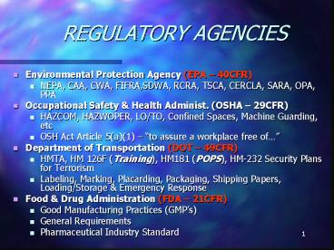 REGULATORY AGENCIES presentation | free to view