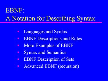 EBNF: A Notation for Describing Syntax presentation | free to view