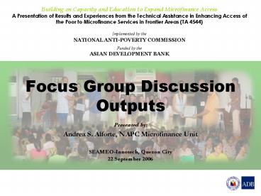 PPT – Focus Group Discussion Outputs PowerPoint presentation | free to ...