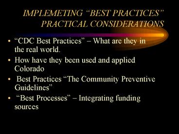 IMPLEMETING BEST PRACTICES PRACTICAL CONSIDERATIONS presentation | free ...