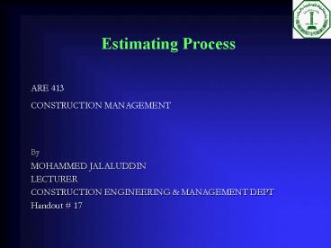 PPT – Estimating Process PowerPoint presentation | free to view - id ...