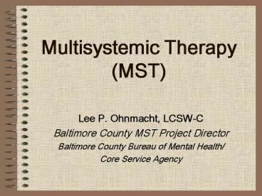 Multisystemic Therapy MST presentation | free to view