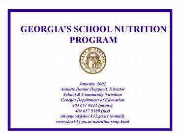 Georgia's School Nutrition Program presentation | free to view