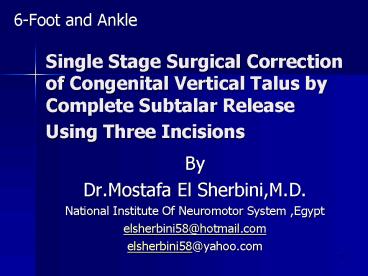 PPT – Single Stage Surgical Correction of Congenital Vertical Talus by ...