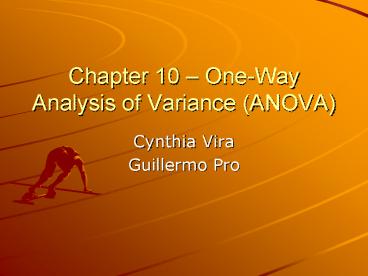 PPT – Chapter 10 OneWay Analysis of Variance ANOVA PowerPoint ...