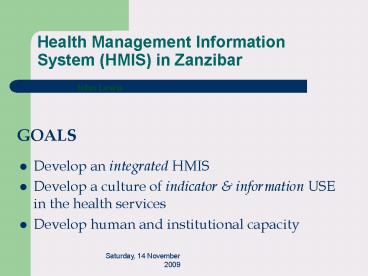 Health Management Information System HMIS in Zanzibar presentation ...