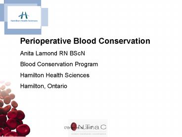 Perioperative Blood Conservation presentation | free to view