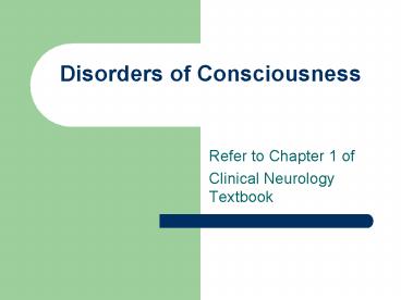 Disorders of Consciousness presentation | free to view