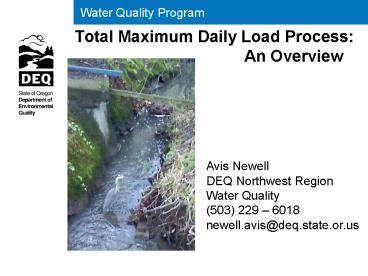Total Maximum Daily Load Process: An Overview presentation | free to view