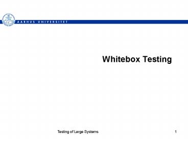 Whitebox Testing presentation | free to view