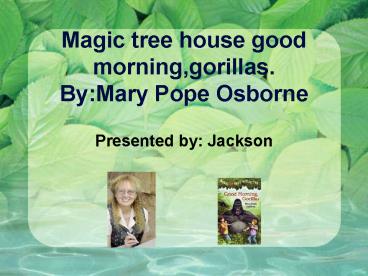 Magic tree house good morning,gorillas' By:Mary Pope Osborne ...