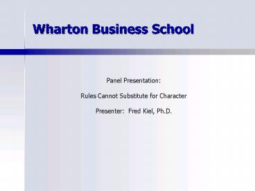 Wharton Business School presentation | free to view