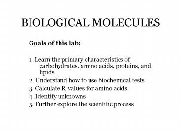 PPT – BIOLOGICAL MOLECULES PowerPoint presentation | free to view - id ...