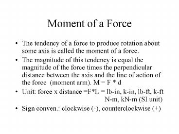 Moment of a Force presentation | free to view