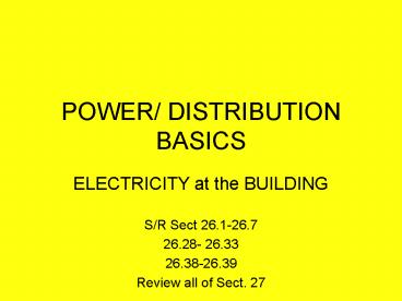 POWER DISTRIBUTION BASICS presentation | free to view