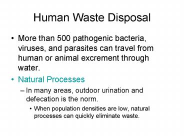 Human Waste Disposal presentation | free to view