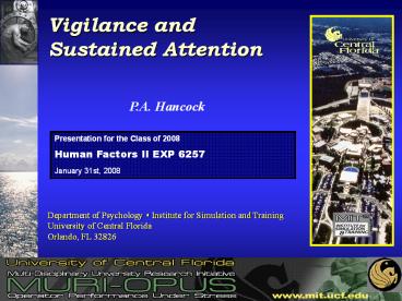 Vigilance presentation | free to view