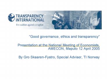 Good governance, ethics and transparency presentation | free to view