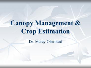 Canopy Management presentation | free to view