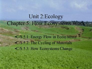 PPT – Unit 2:Ecology Chapter 5: How Ecosystems Work PowerPoint ...