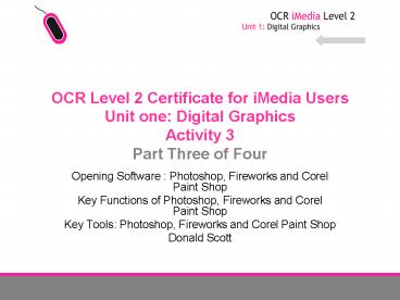 PPT – OCR Level 2 Certificate for iMedia Users Unit one: Digital ...