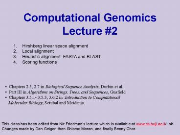 Computational Genomics Lecture presentation | free to download