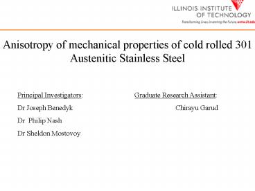 Anisotropy of mechanical properties of cold rolled 301 Austenitic ...