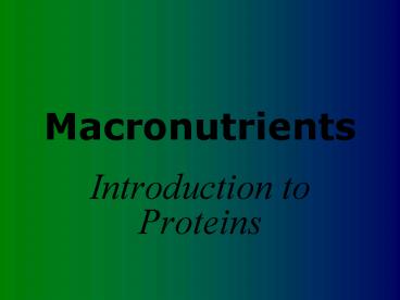 Macronutrients presentation | free to view
