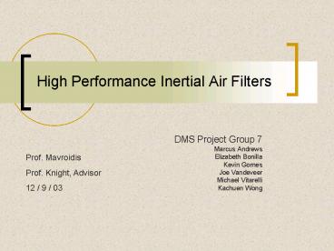 High Performance Inertial Air Filters presentation | free to download