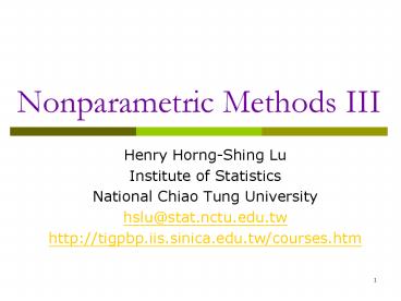 Nonparametric Methods III presentation | free to view