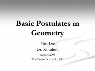 Basic Postulates in Geometry presentation | free to view