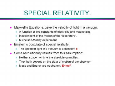 SPECIAL RELATIVITY' presentation | free to view