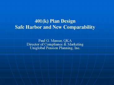 401k Plan Design presentation | free to view