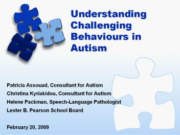 PPT – Understanding Challenging Behaviours in Autism PowerPoint ...