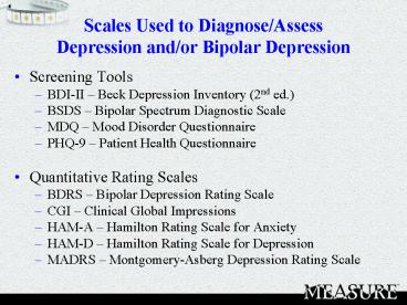 Scales Used to DiagnoseAssess Depression andor Bipolar Depression ...