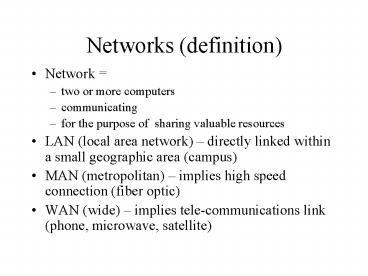 PPT – Networks definition PowerPoint presentation | free to download ...