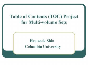 PPT – Table of Contents TOC Project for Multivolume Sets PowerPoint ...