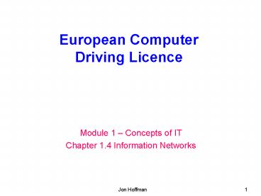 PPT – European Computer Driving Licence PowerPoint presentation | free ...