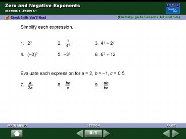PPT – Zero and Negative Exponents PowerPoint presentation | free to ...