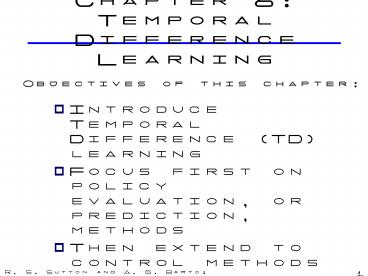 Chapter 6: Temporal Difference Learning presentation | free to view